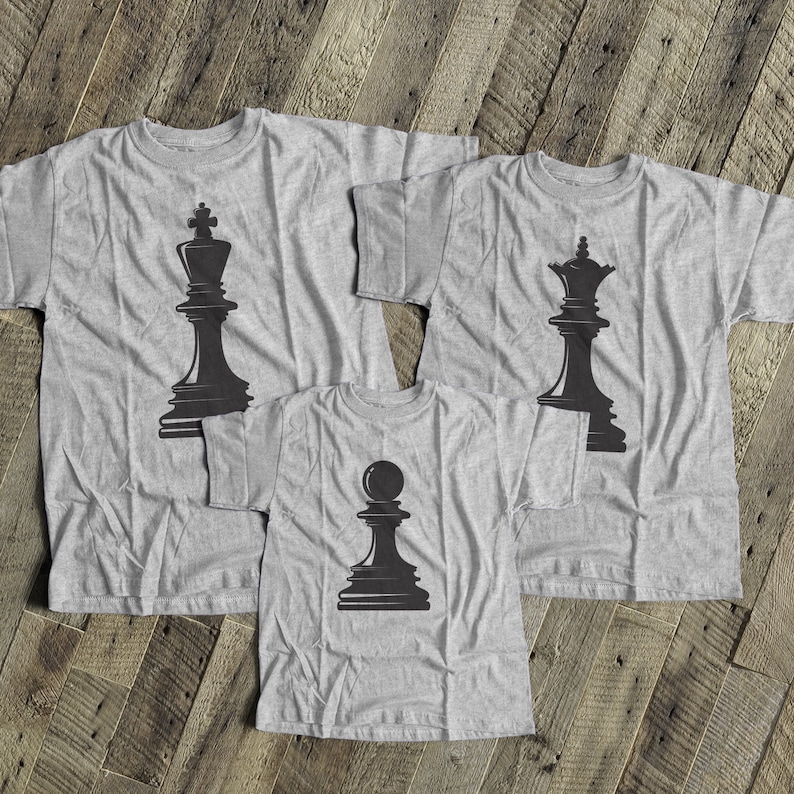 Chess King Queen Pawn Matching Shirt Gift Set | Chess Family THREE ...