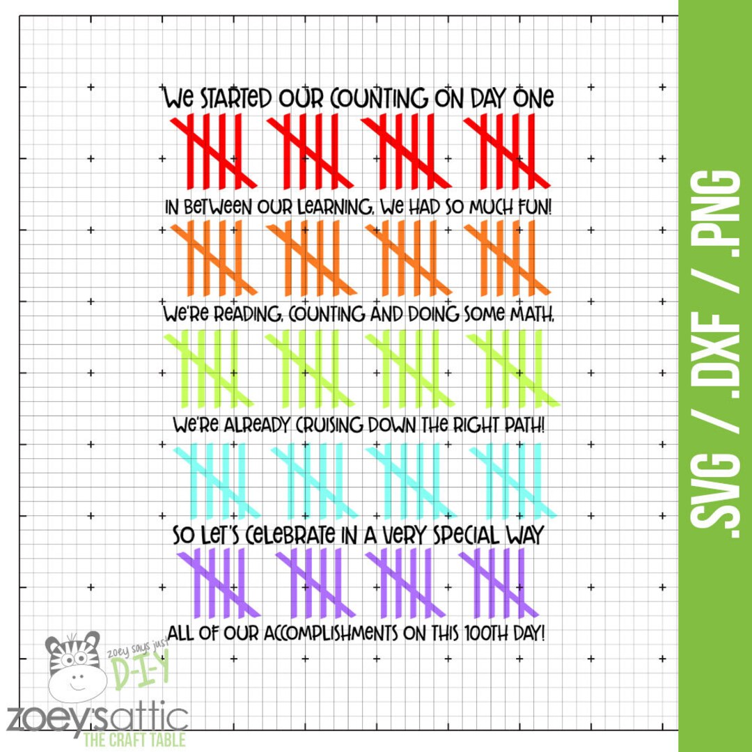 100 Day of School Tally Marks - DIY 100th Day of School Shirt .svg .dxf ...