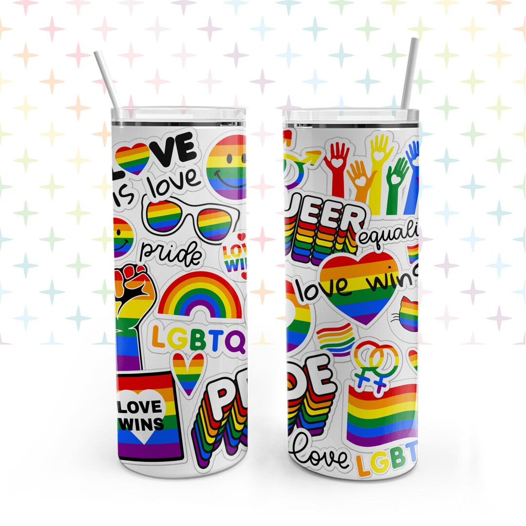 Pride LGBTQ Drinkware | Love Wins Love is Love Rainbow Skinny Stainless ...