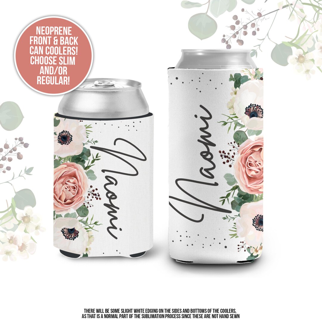 Personalized Slim Can Coolie | Pretty Floral Slim Can Cooler ...
