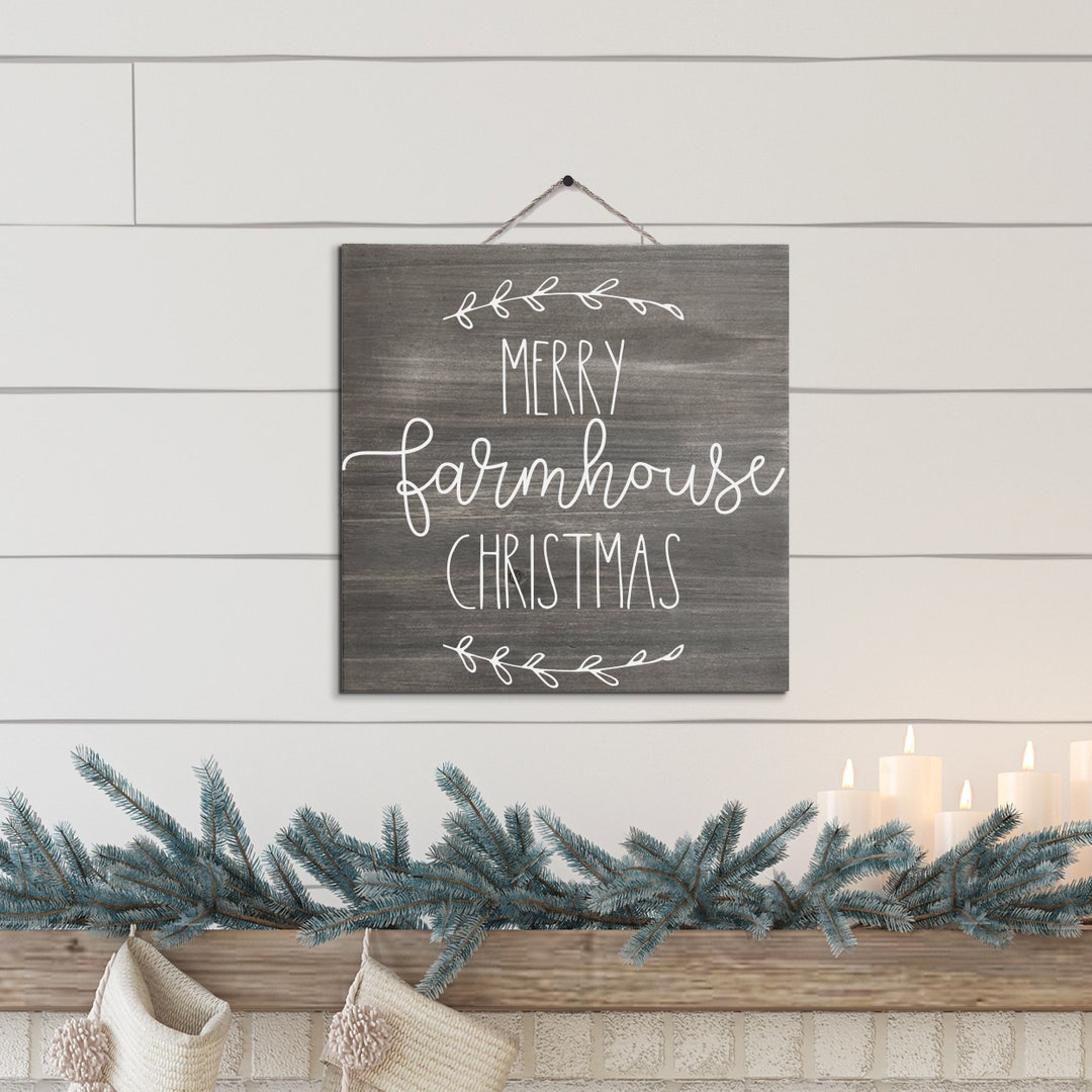 Merry Farmhouse Christmas Sign Whitewash or Graywash Wood Sign Trendy ...