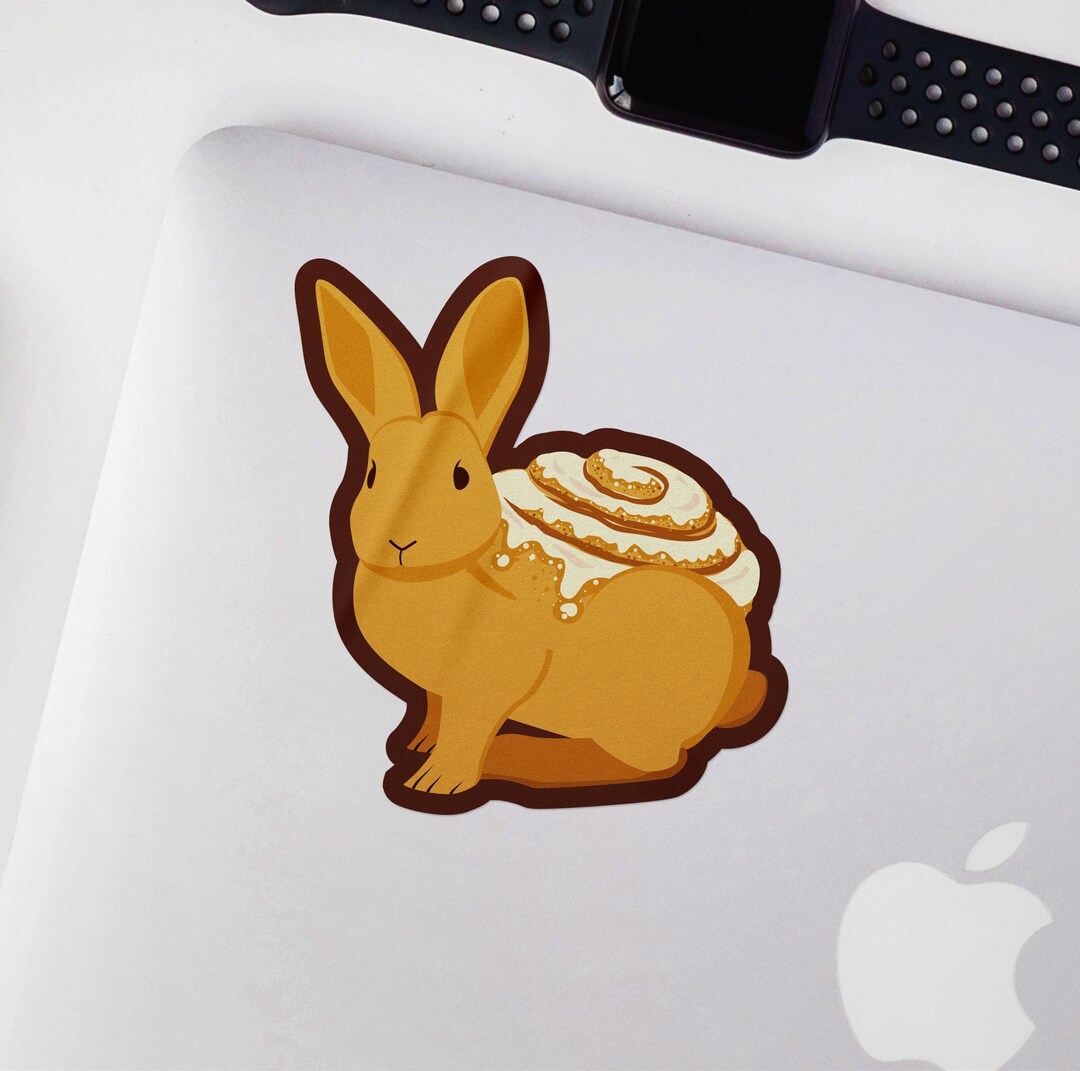 Sticker Vinyl Decal | Funny Cinnamon Bunny Sticker | Cinnamon Bun Vinyl ...