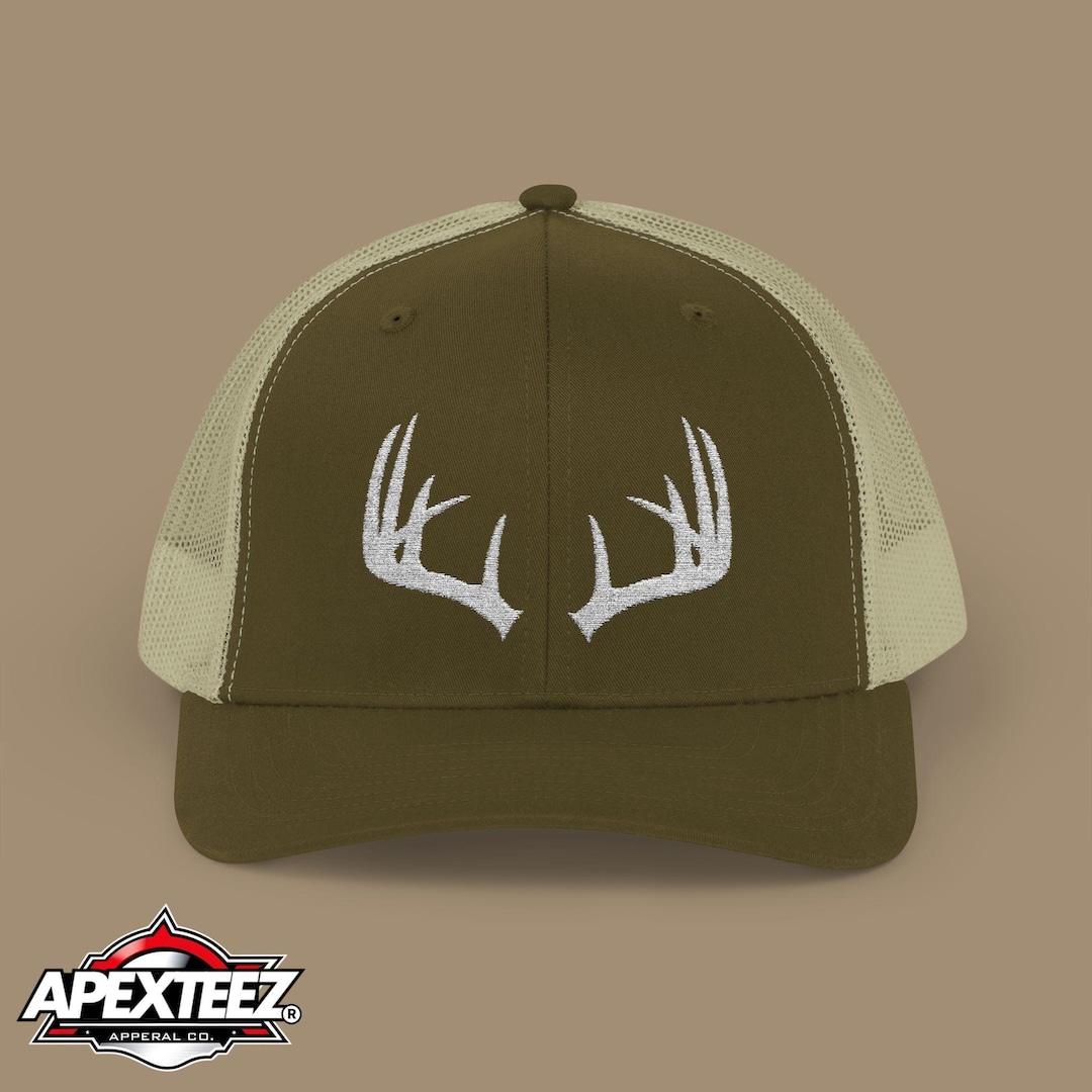 Embroidered Deer Antler Hat, Hunting Hat, Outdoorsman Gift, Wildlife ...
