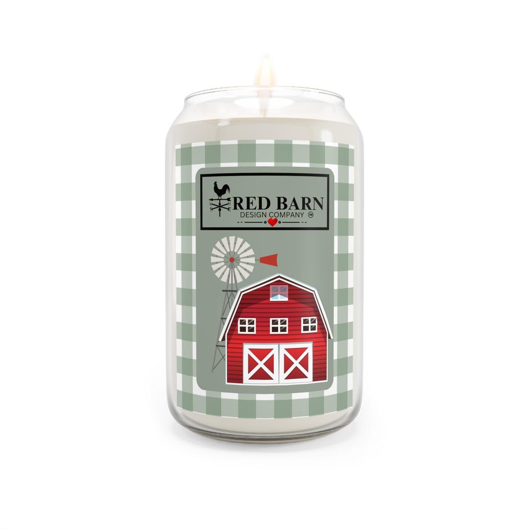 Farmhouse Barn Candle, Red Barn Design Candle, Rustic Farm Decor, Cozy ...