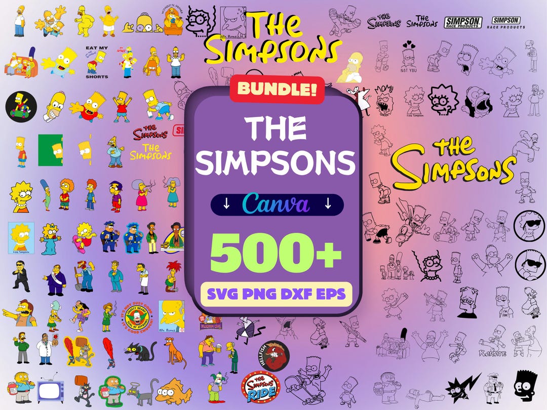 MEGA Simpsons Png Svg Bundle Clip Art, Simpsons Svg Cut Files for ...