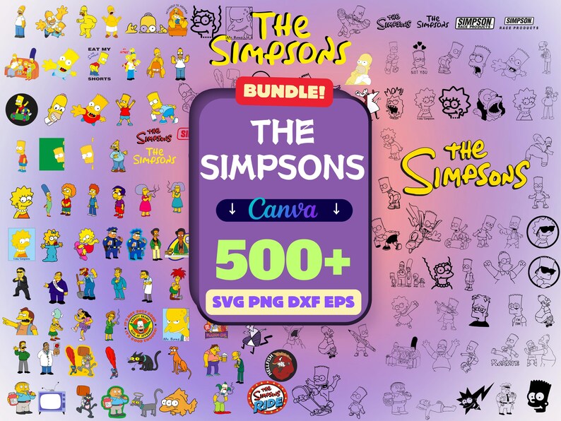 MEGA Simpsons Png Svg Bundle Clip Art, Simpsons Svg Cut Files for ...