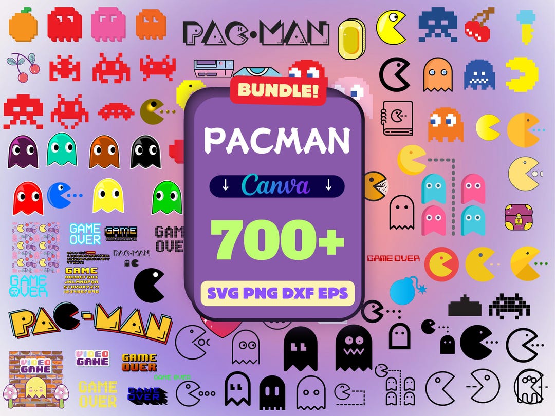 MEGA Pac-man Layered Svg Bundle, Clipart, Svg for Cricut, Retro Game ...