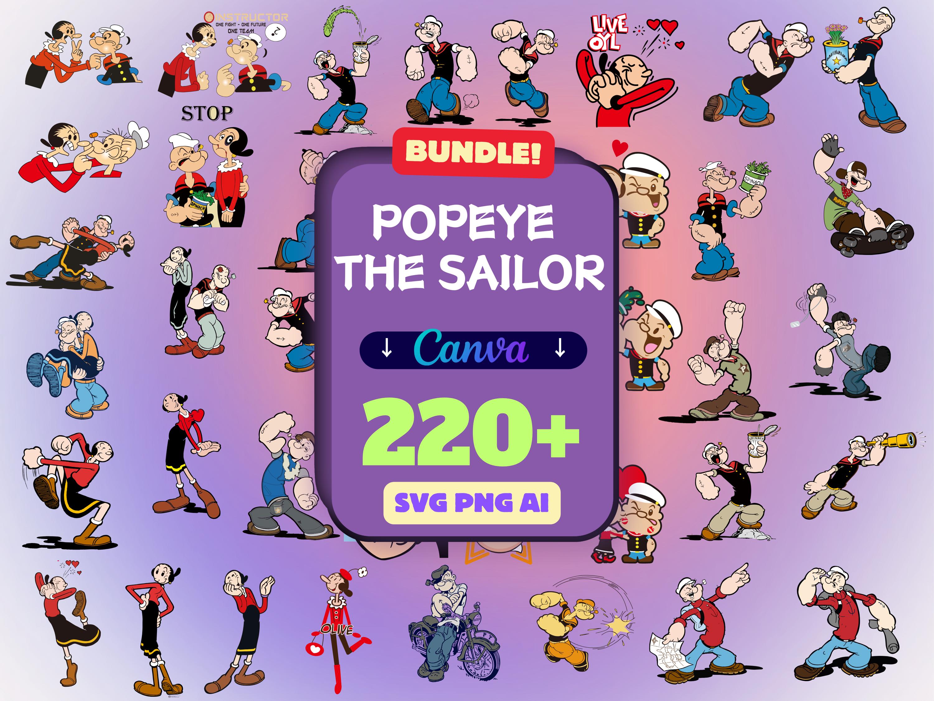 MEGA Popeye Sailoor Svg, Popeye the Sailorr Bundle Svg for Cricut ...