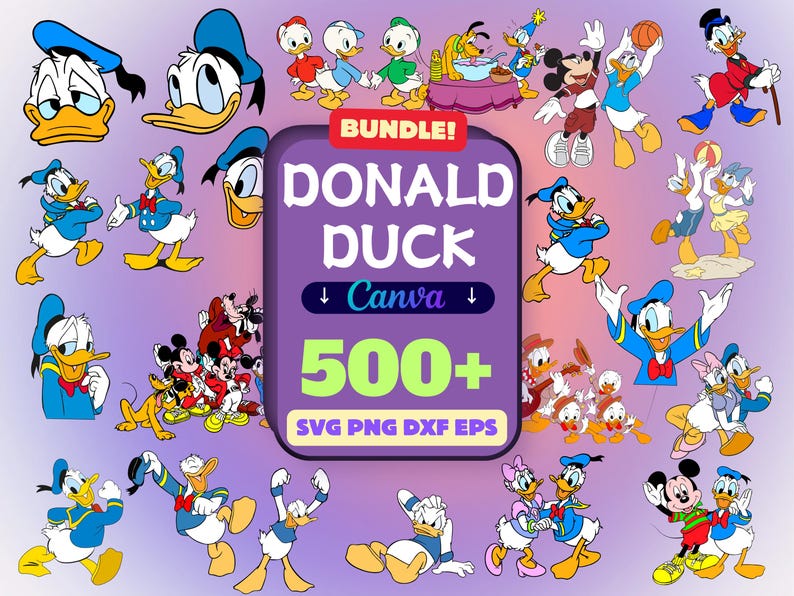 Donald Duck Svg Bundle ,cricut, Png , Dxf, Eps - Etsy