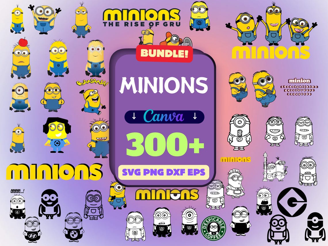 Minions Svg Files Bundle, Vector Bundle, Clip Art, Silhouette, Cut ...