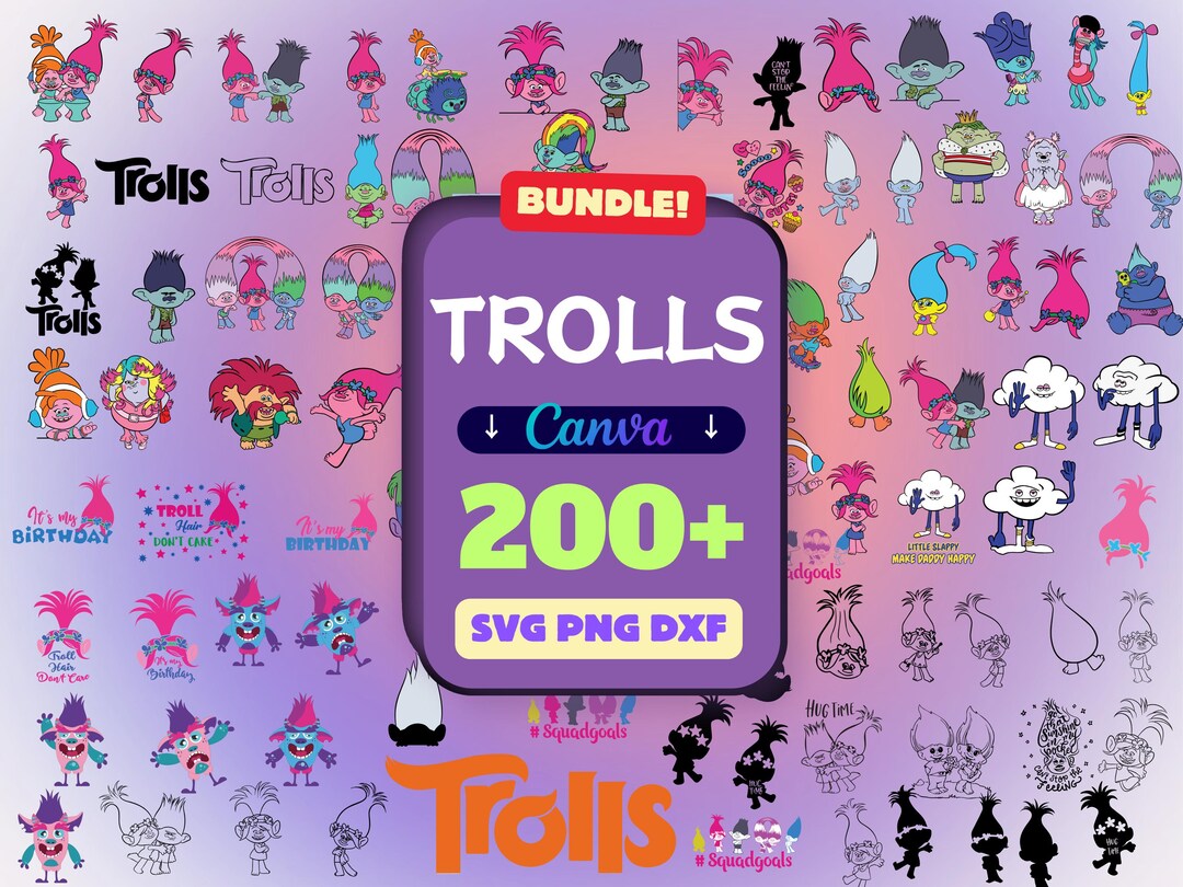 Trolls Svg Bundle, Trolls Png, Svg for Cricut, Svg Birthday, Trolls ...