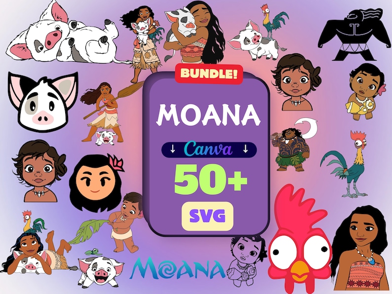 Moana Svg Bundle, Moana Clipart Instant Download, Princess Birthday ...