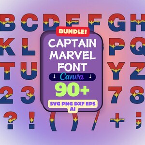 Captain Marvel Fonts Svg Bundle Png-svg-dxf-eps-ai, Alphabet, Letters ...