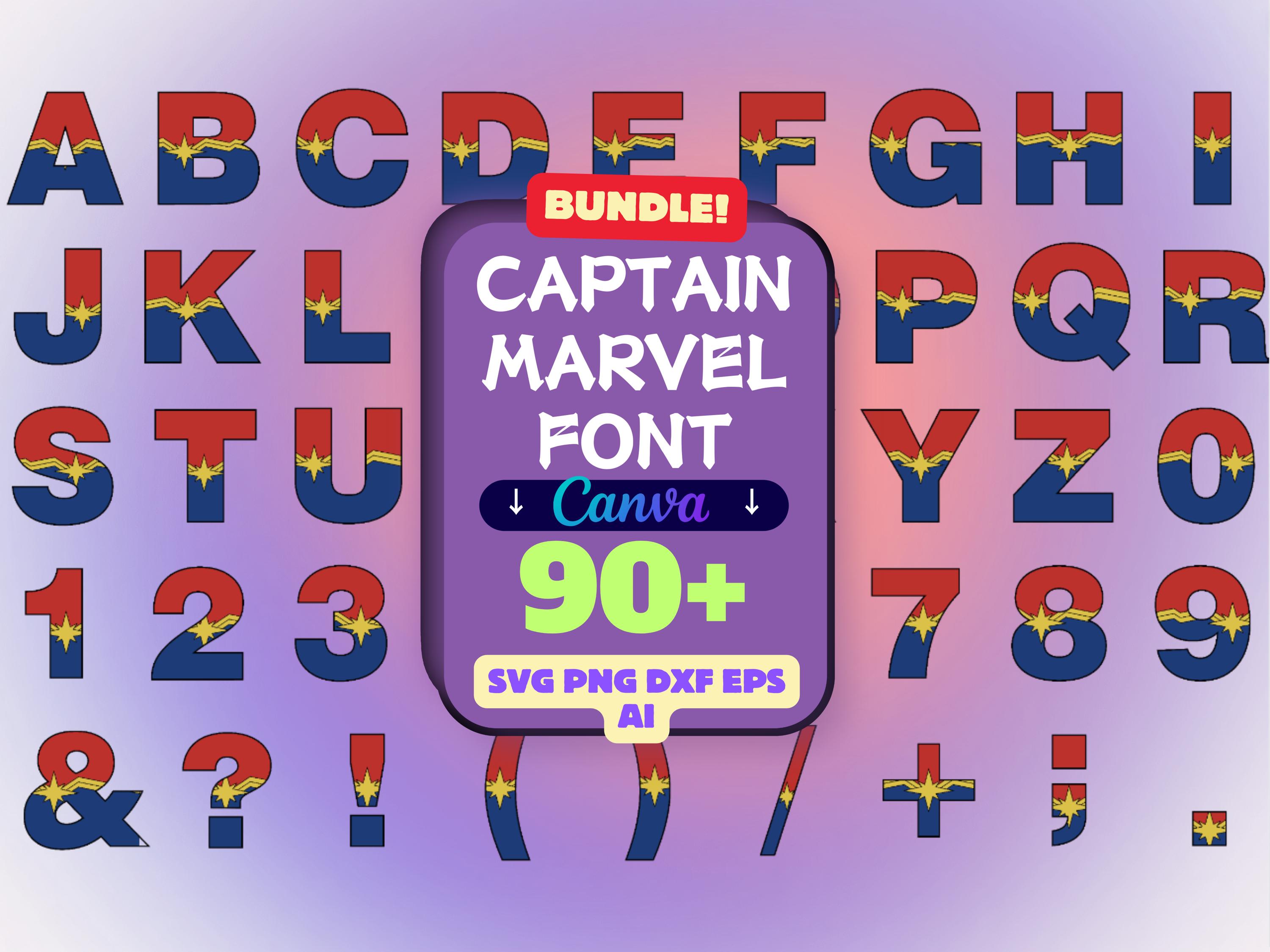 Captain Marvel Fonts Svg Bundle Png-svg-dxf-eps-ai, Alphabet, Letters, Numbers, Superhero Font ...