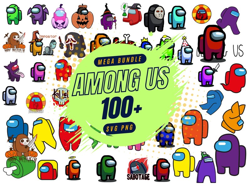 100 Among Us Svg Bundle, Layered Items, Clipart, Game Impasta ...