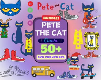 50 Pete the Cat Svg Bundle, Pete the Cat Cricut Vector, Pete the Cat ...