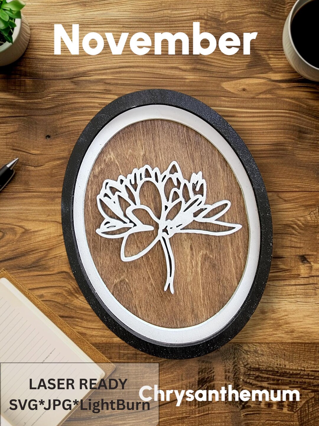 November Birth Flower Sign SVG – Chrysanthemum Line Art –minimalist ...