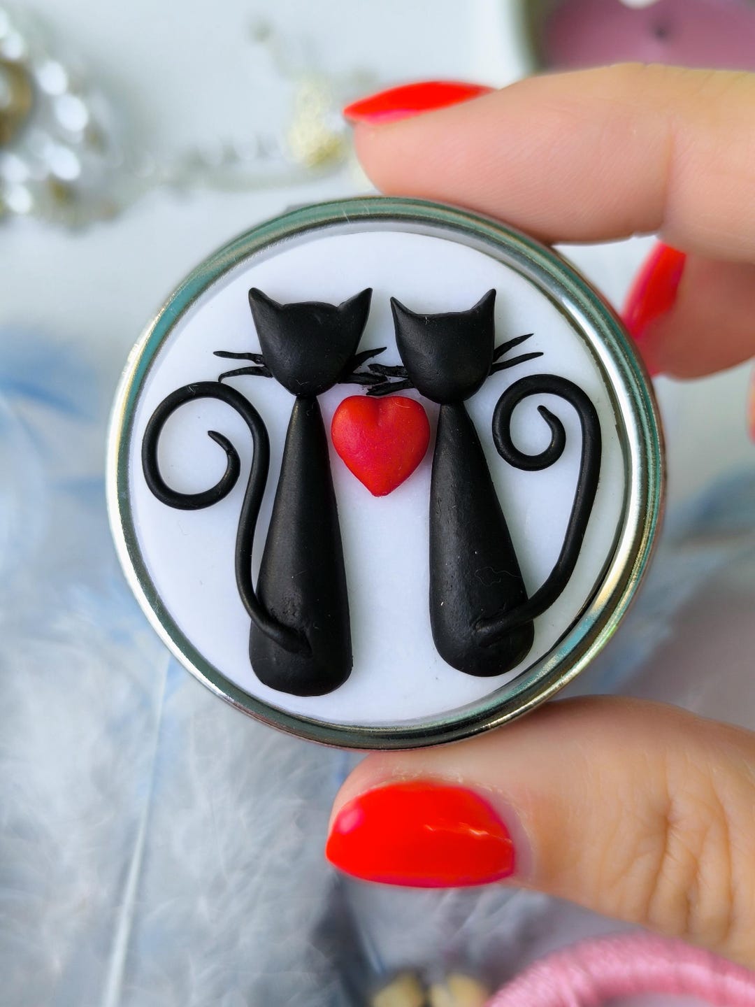 Handmade Cat Pill Box, Polymer Clay Decor, Small Pill Organizer - Etsy