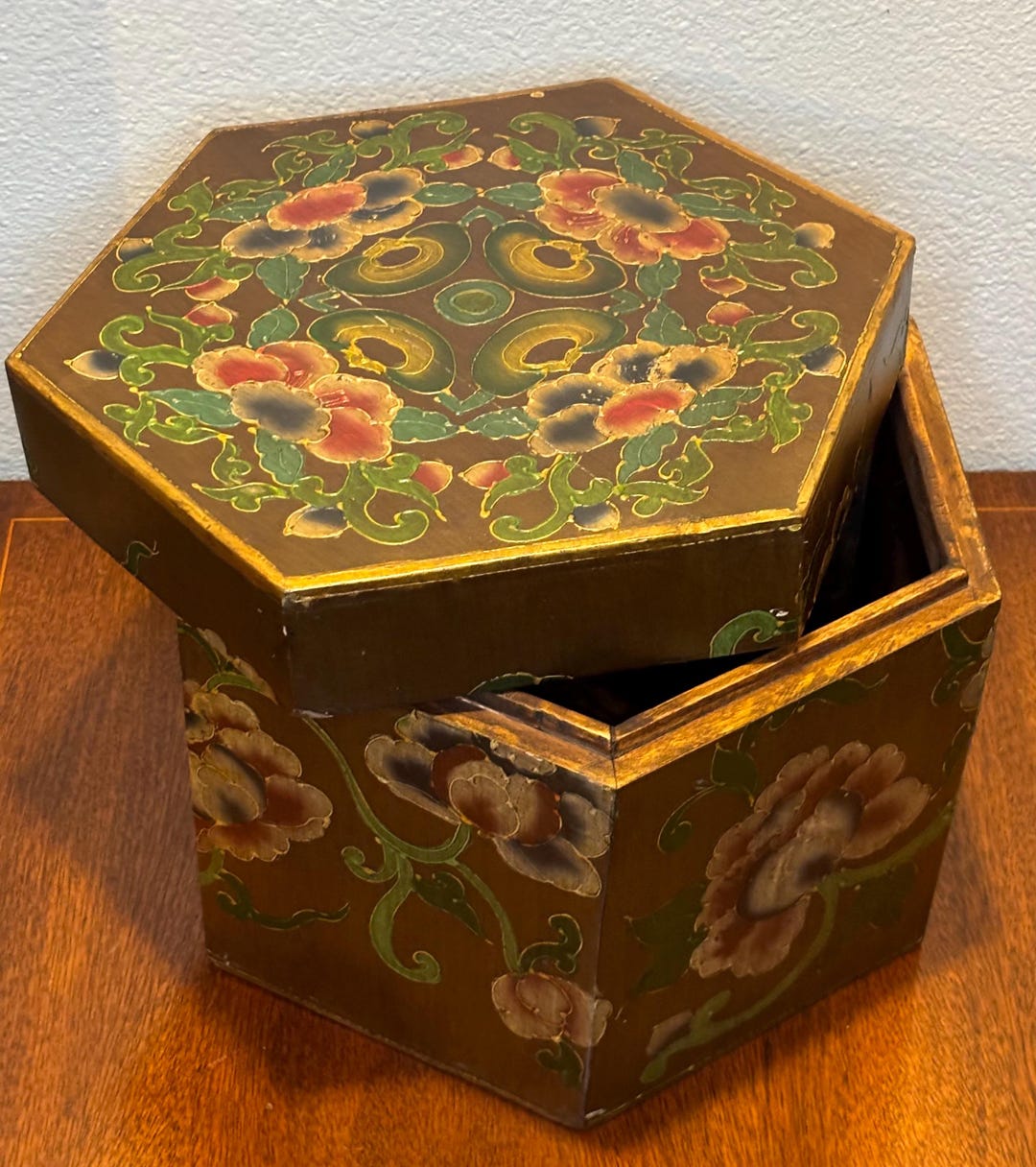 Antique Chinese Sewing Box | Hexagonal -| Wooden - Etsy