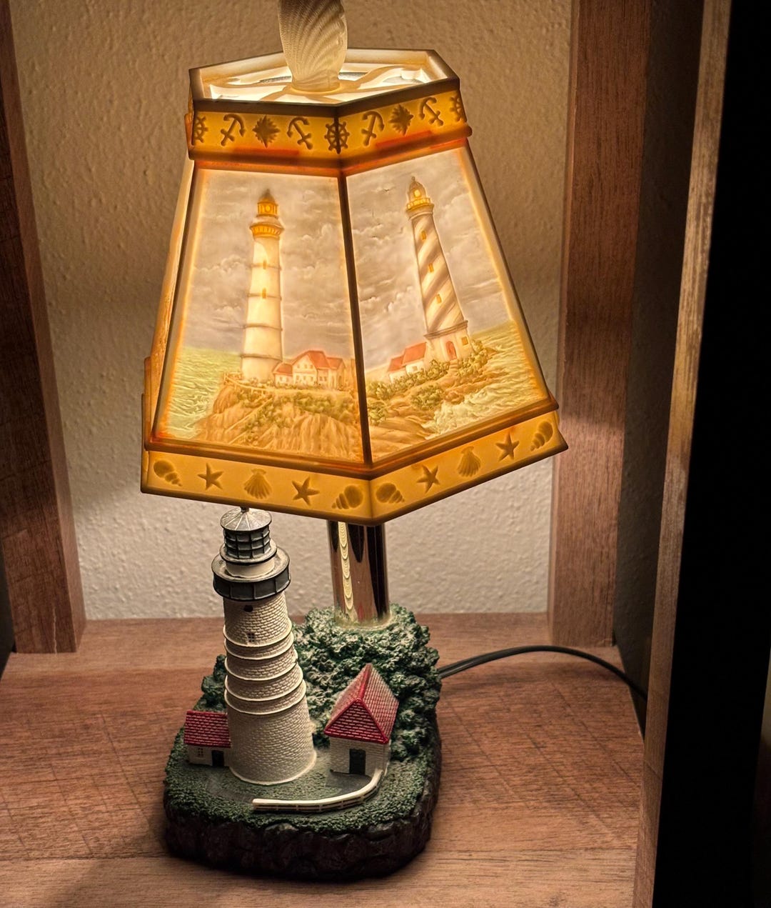 Vintage Lithophane Lighthouse Lamp | Six Sided | Nightlight | Nautical ...