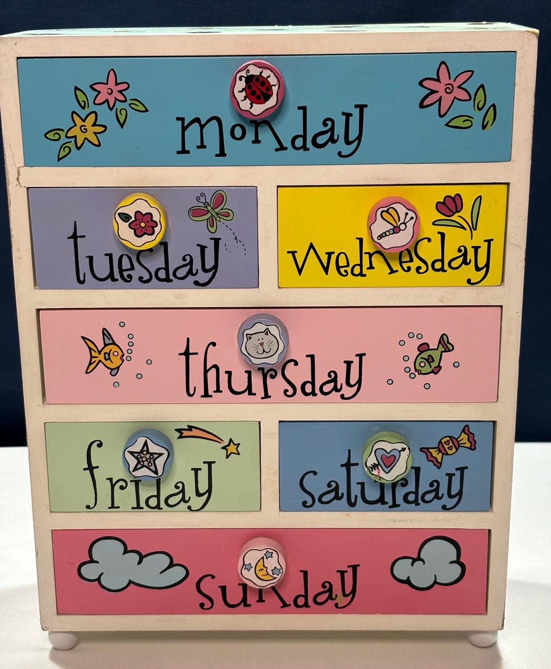 Kids Wooden Trinket Box | Seven Drawers | Organizer | Multicolor | Used ...