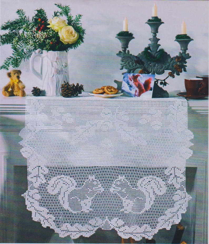 Squirrel Fillet Crochet Table Runner JPG Instant Download - Etsy