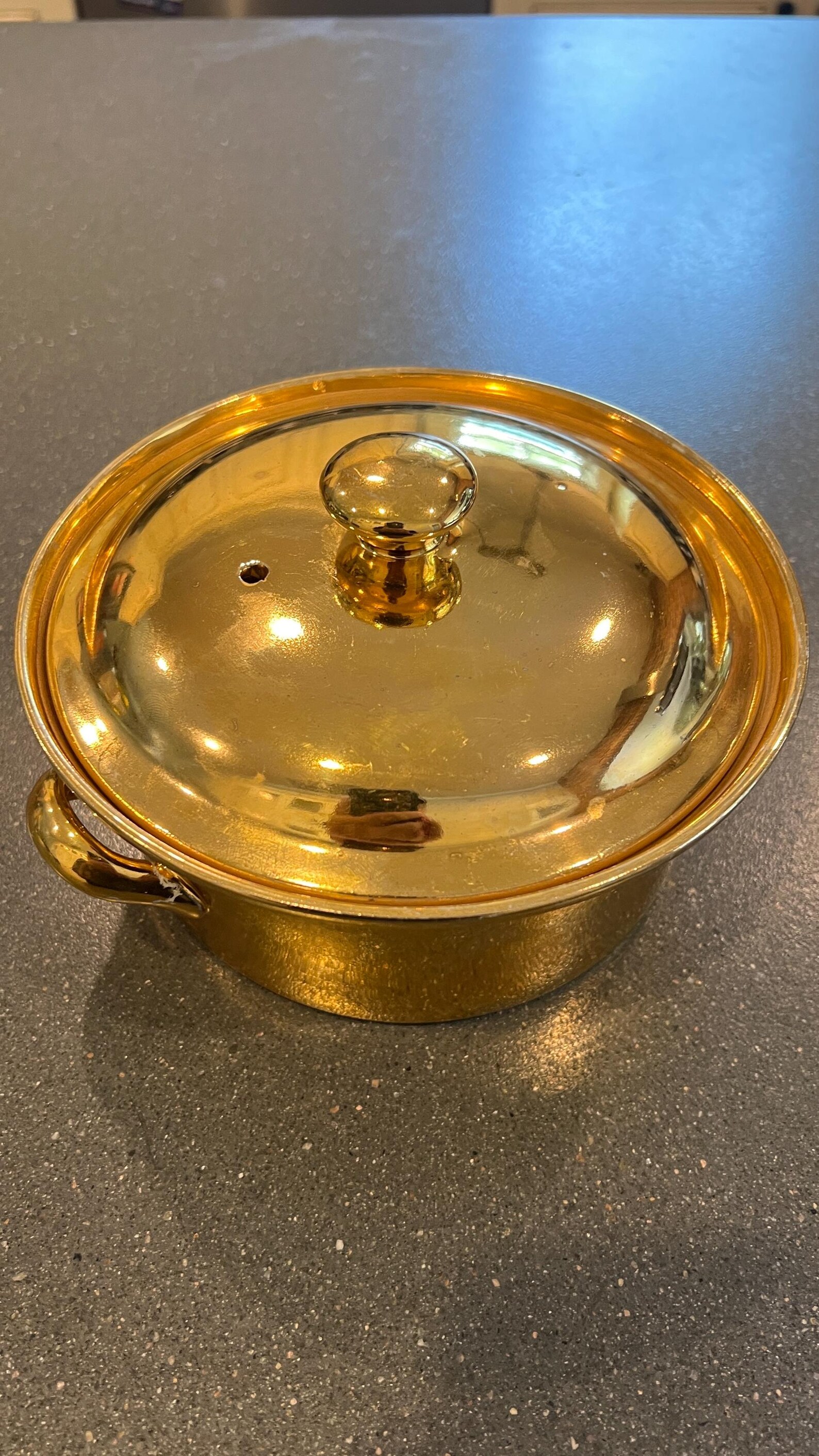 Vintage Hall China Golden Glo 8-1/2 Roaster Carbone Lidded Dish 22k ...
