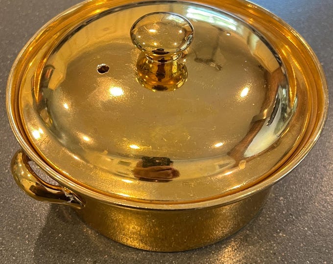 Vintage Hall China Golden Glo 8-1/2" Roaster Carbone Lidded Dish 22k ...