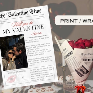 Will You Be My Valentine Newspaper Template With Photo, Personalized ...