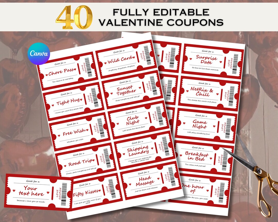 Valentine's Day Love Coupon for Girlfriend Template on Canva, Custom ...