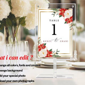 Christmas Wedding Table Number Template , Wedding Table Sign, Wedding ...