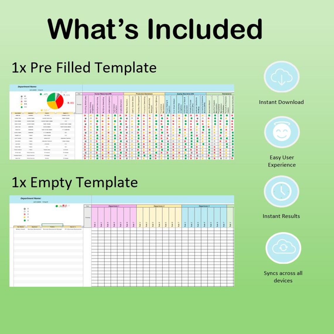 Excel Skill Matrix Template: Evaluate Employee Skills by Department ...