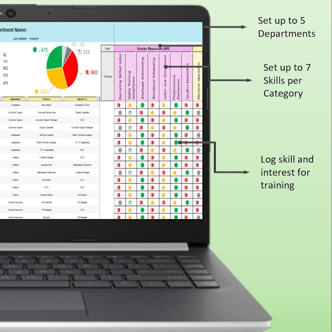Excel Skill Matrix Template: Evaluate Employee Skills by Department ...