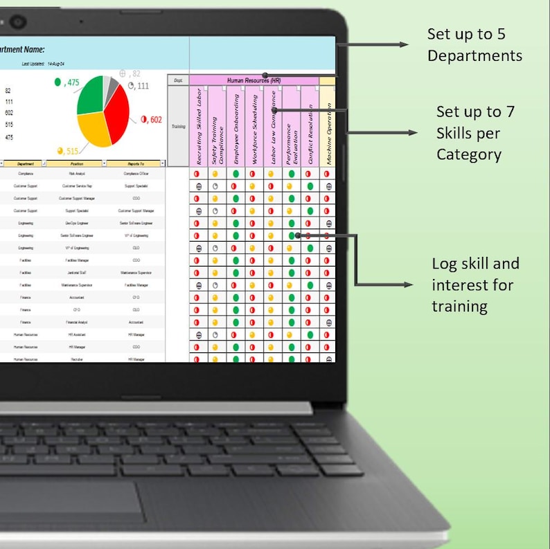 Excel Skill Matrix Template: Evaluate Employee Skills by Department ...