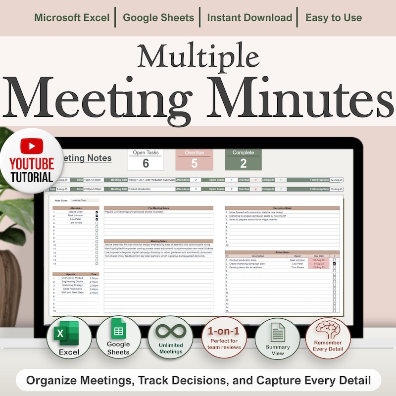 Action Trackers Excel - Etsy UK