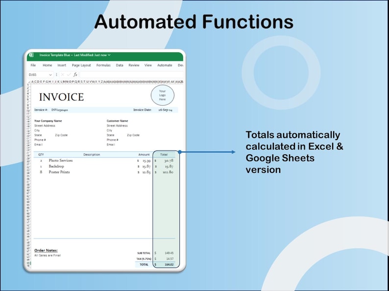 Professional Invoice Template for Small Businesses | Excel, Word ...