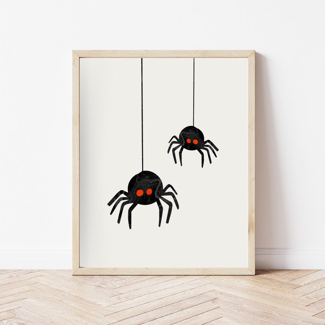 Spiders Halloween Printable Art, Minimalist Halloween Wall Decor ...