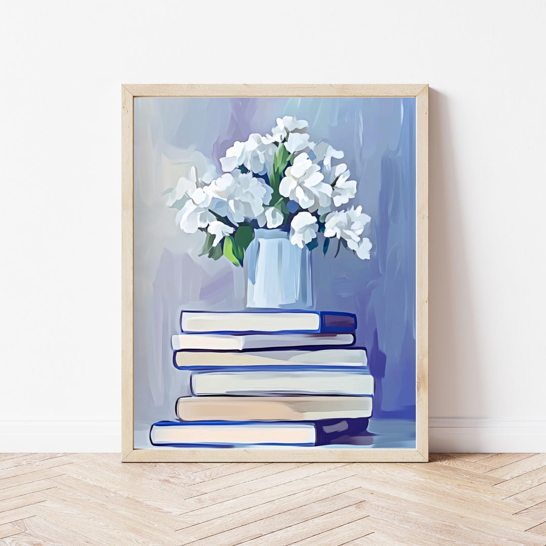 Pastel Blue Book Stack Print: Library Wall Art (digital Download) - Etsy