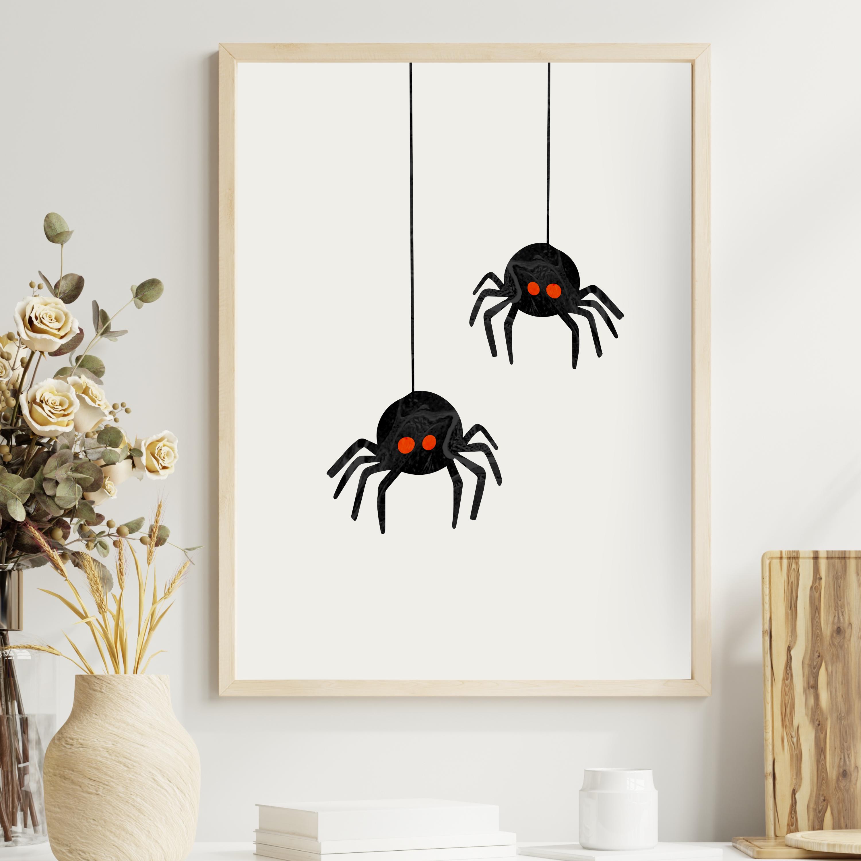 Spiders Halloween Printable Art, Minimalist Halloween Wall Decor ...