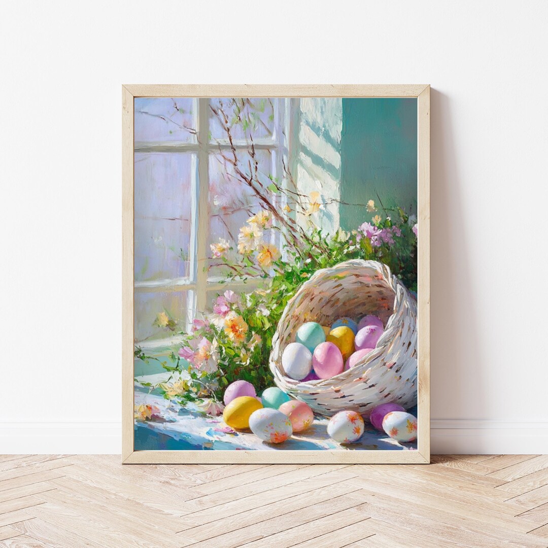 Easter Painting Digital Download, Spring Easter Decor Printable Wall ...