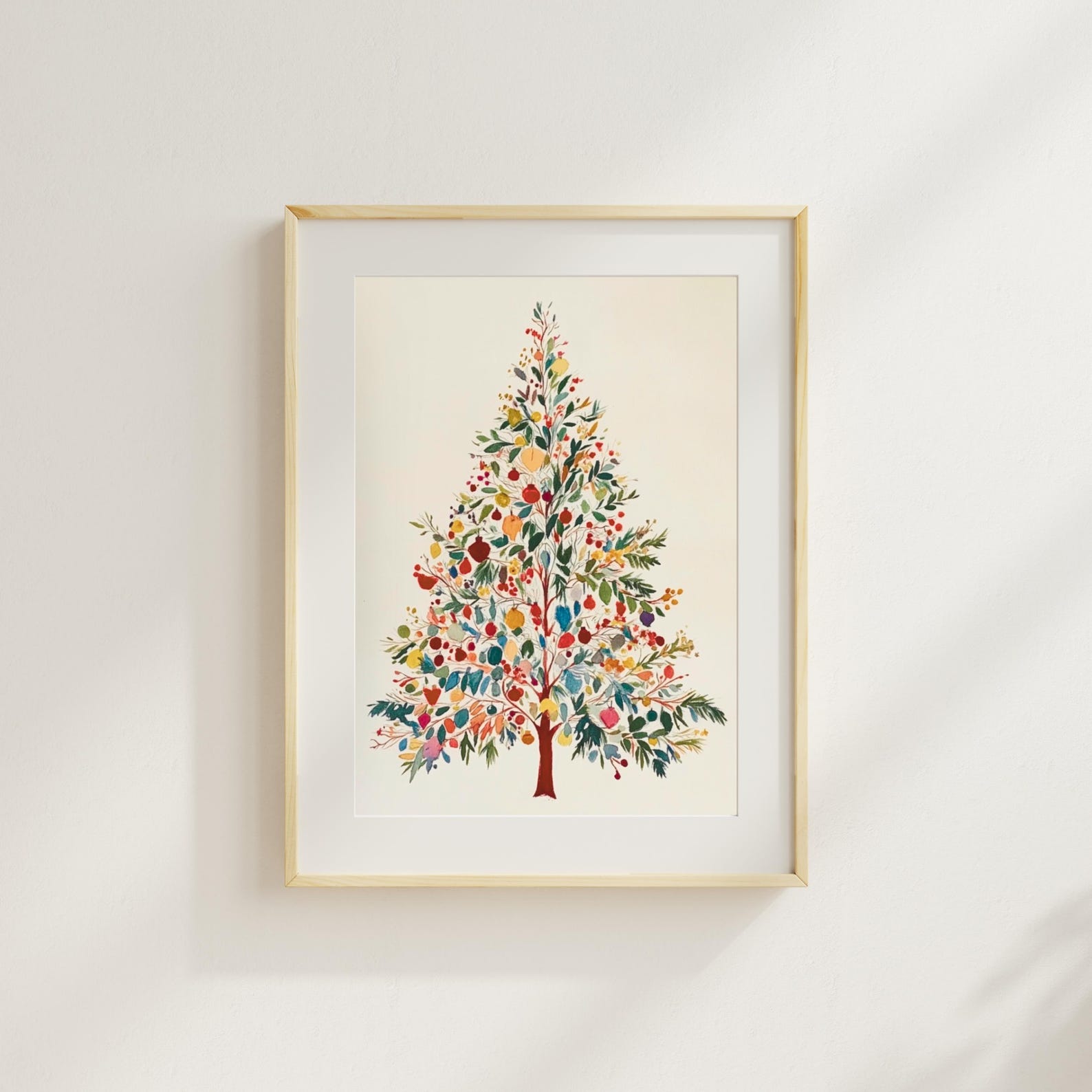 Watercolor Christmas Tree Print: Colorful Holiday Folk Art (digital ...