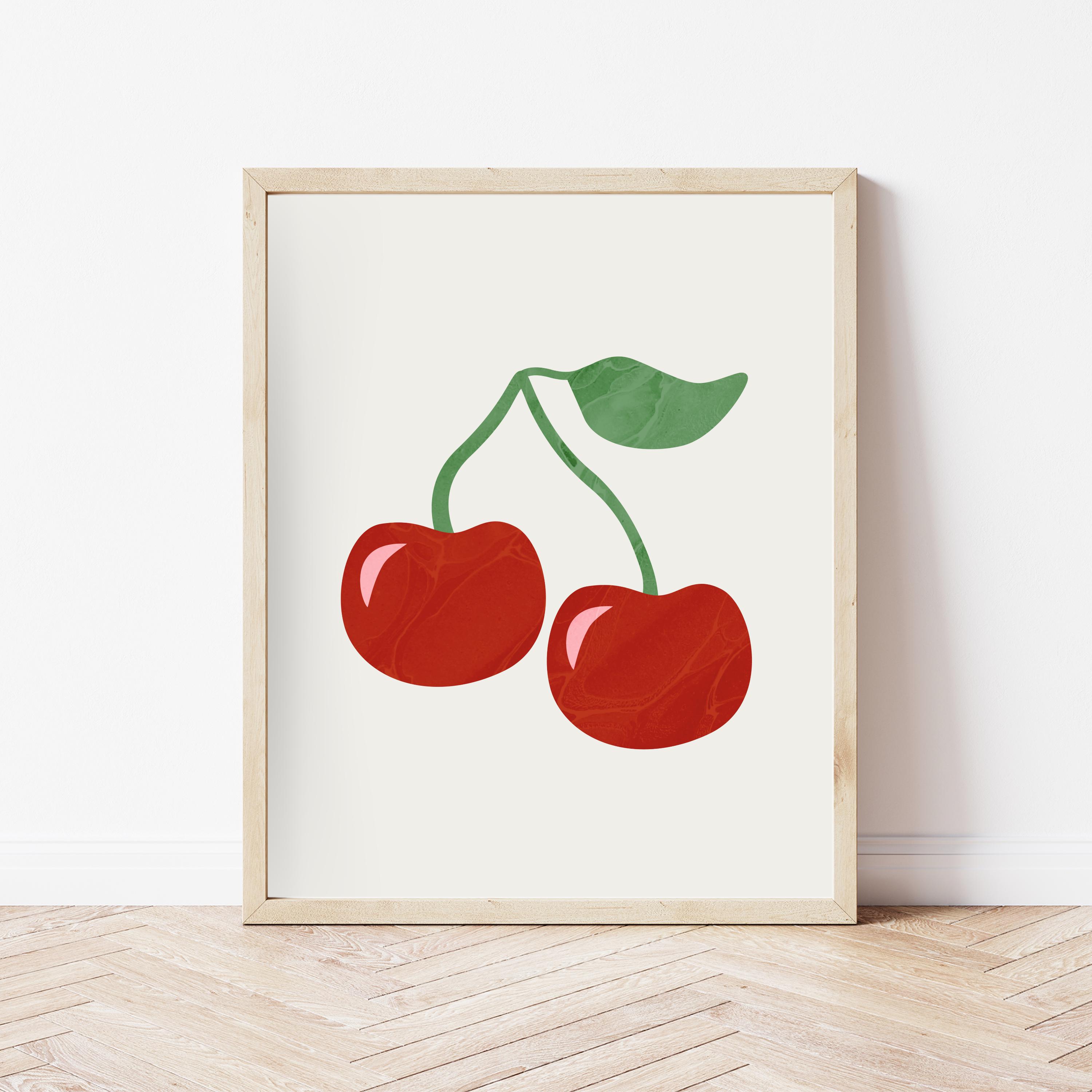 Minimalist Cherry Art Print: Trendy Kitchen Wall Decor (digital ...