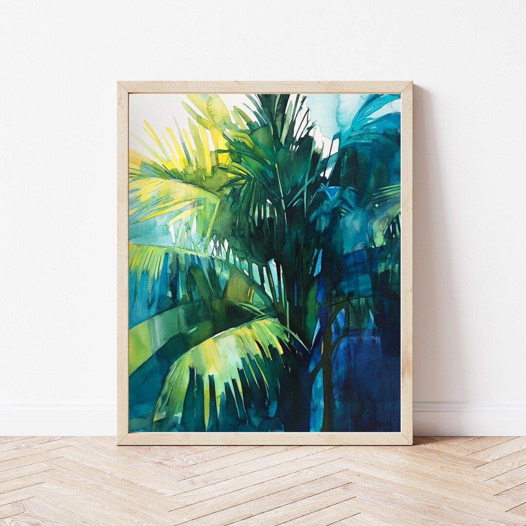 Palm Leaves Wall Decor, Abstract Palms Painting, Tropical Art Print ...