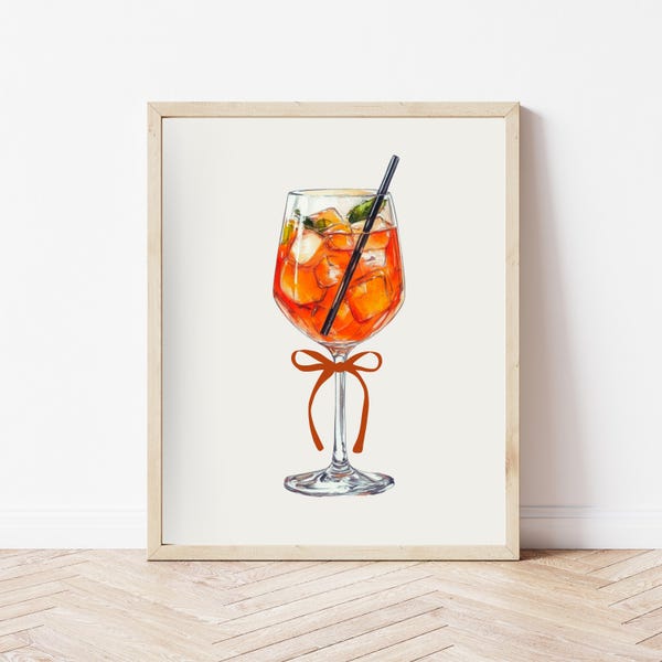 Aperol Spritz Print, Cocktail Bar Art Printable, Coquette Cocktail ...