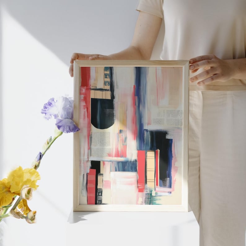 Abstract Book Art Print: Modern Library Wall Decor (digital Download ...