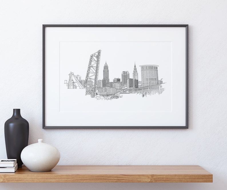 Cleveland - Skyline Line Drawing Print - Etsy