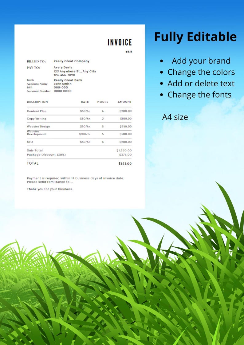 Invoice Template Minimalist Business Invoice, Small Business Template ...