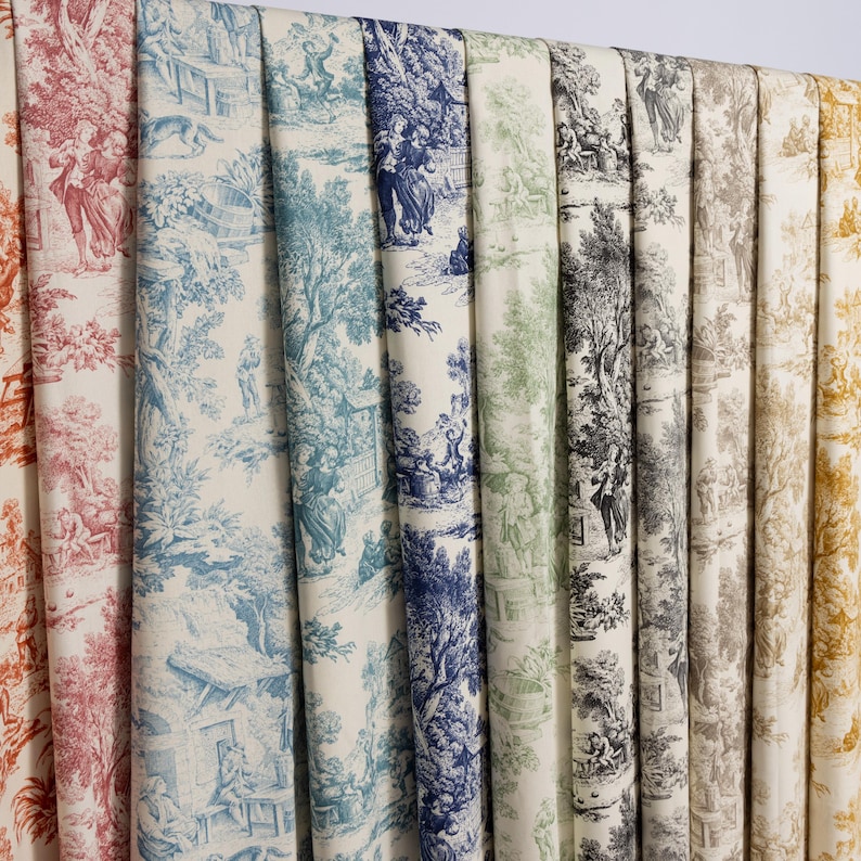 Toile De Jouy Fabric By Meter Widht 280 Available In Various Colors
