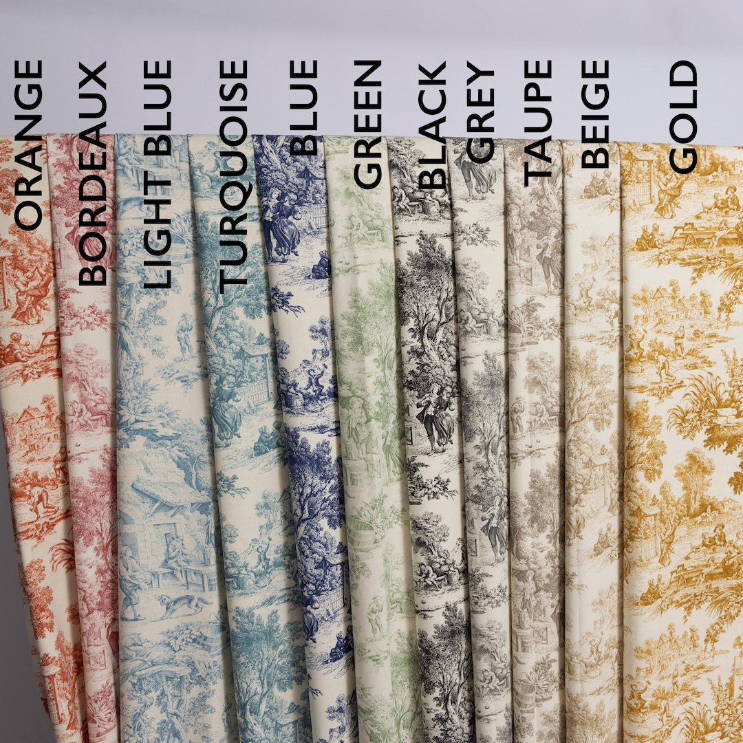 Toile De Jouy Fabric - Available in 11 Colors - Various Cuts - Upholstery - Elegant Interior ...