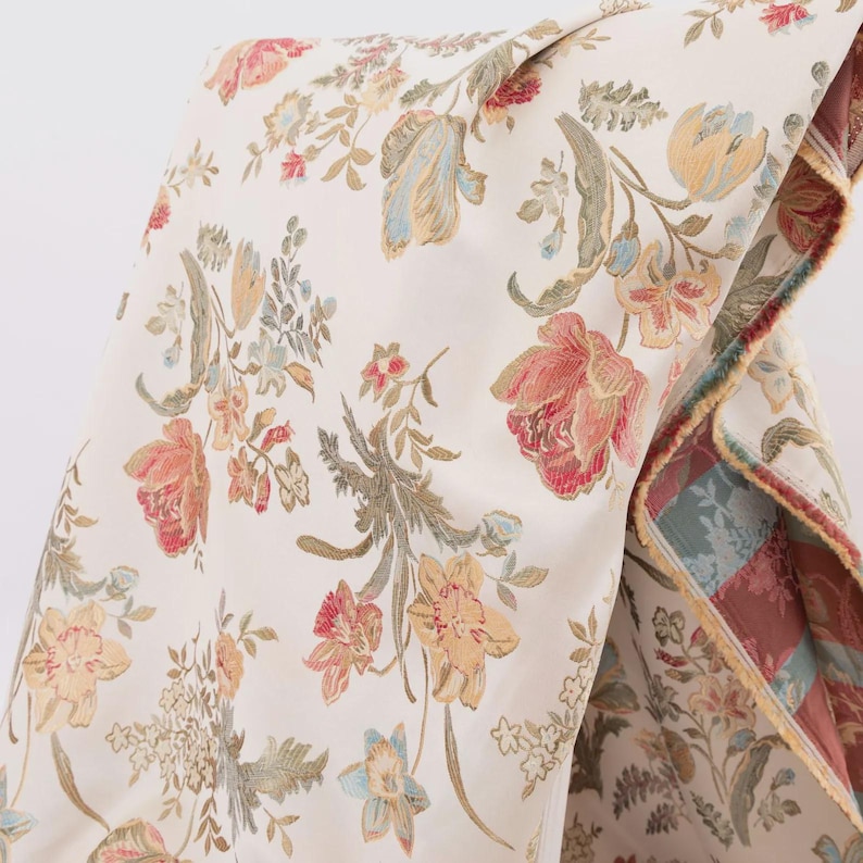 Italian Lampas Fabric 280 Cm | Luxury Silk-effect Brocade With Embossed ...